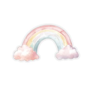 Rainbow Clouds Sticker, Cute Watercolor Design Sticker, Laptop Decal ...
