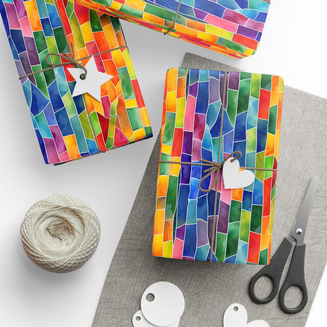 Colorful Stained Glass Wrapping Paper Multicolor Geometric Gift Wrap ...