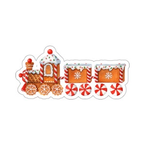 Gingerbread Train Sticker, Cute Christmas Cookie Waterproof Vinyl Decal ...