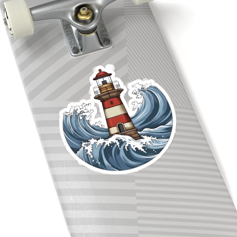 Sea Waves Lighthouse Sticker - Waterproof Vinyl Decal for Laptop, Water ...
