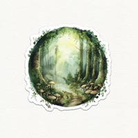 Whimsical Nighttime Forest Sticker - Mystical Vinyl Decal for Laptops ...