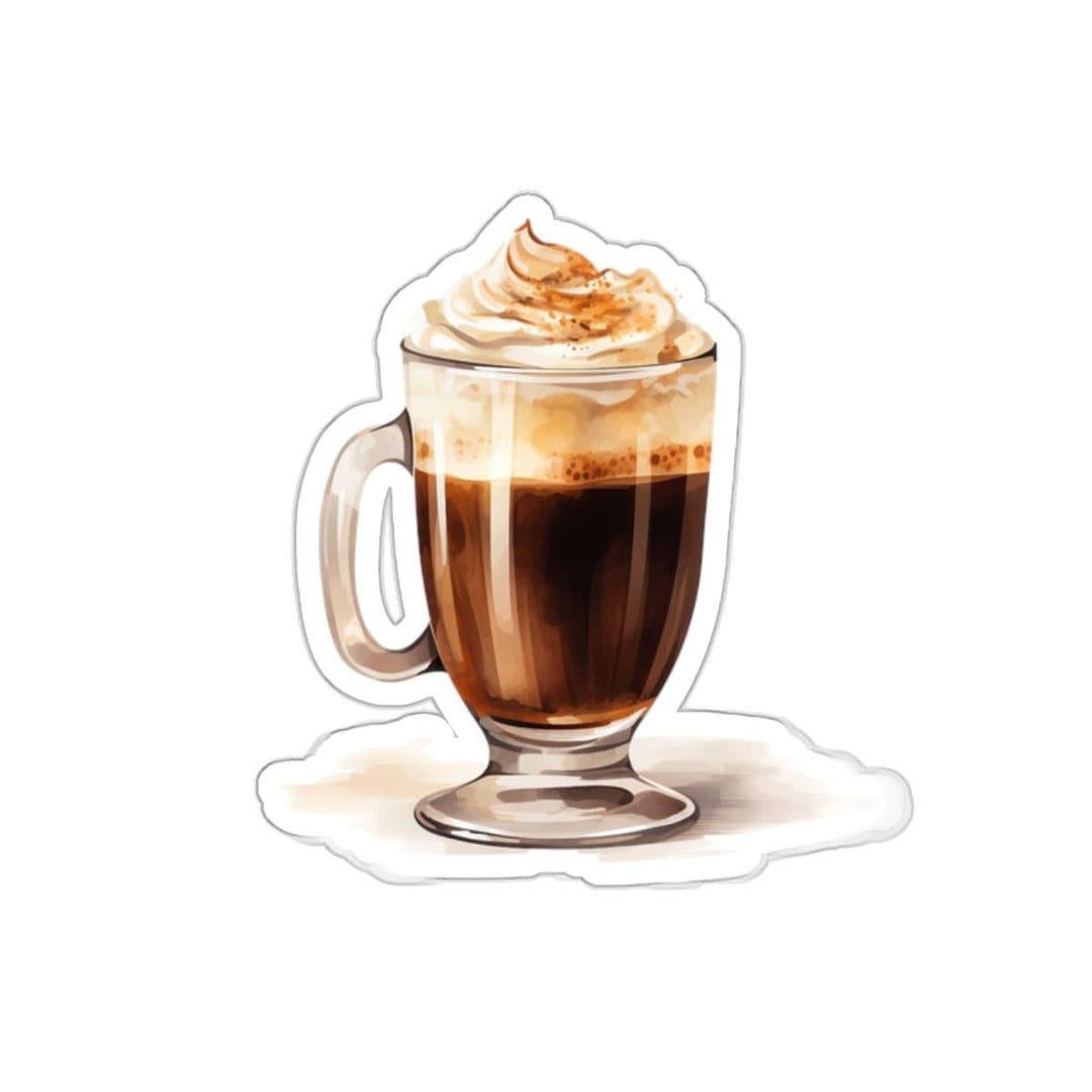 Coffee Sticker, Latte Art Sticker, Watercolor Coffee Decal, Coffee ...