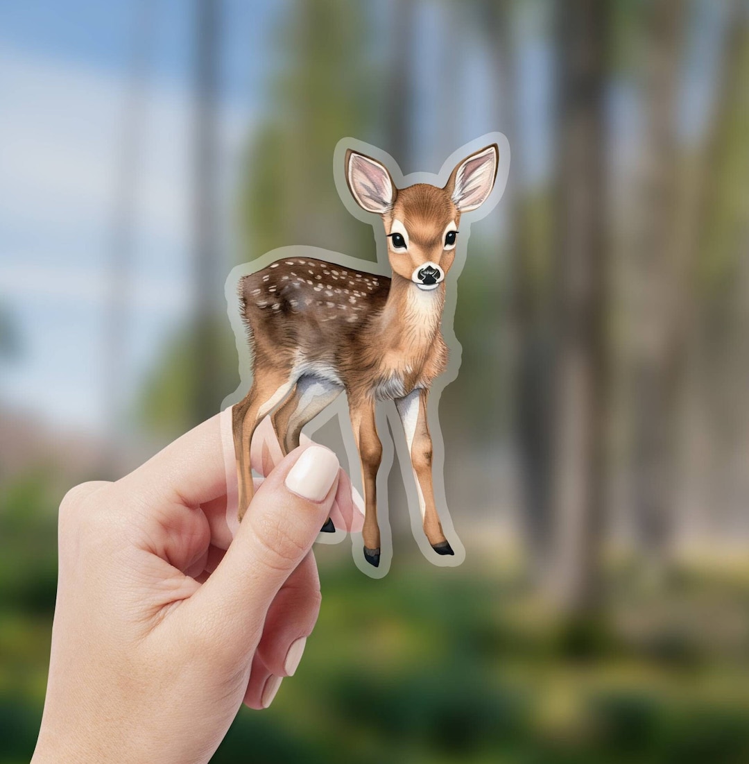 Fawn Deer Sticker, Woodland Animal Vinyl Decal, Waterproof Sticker for ...