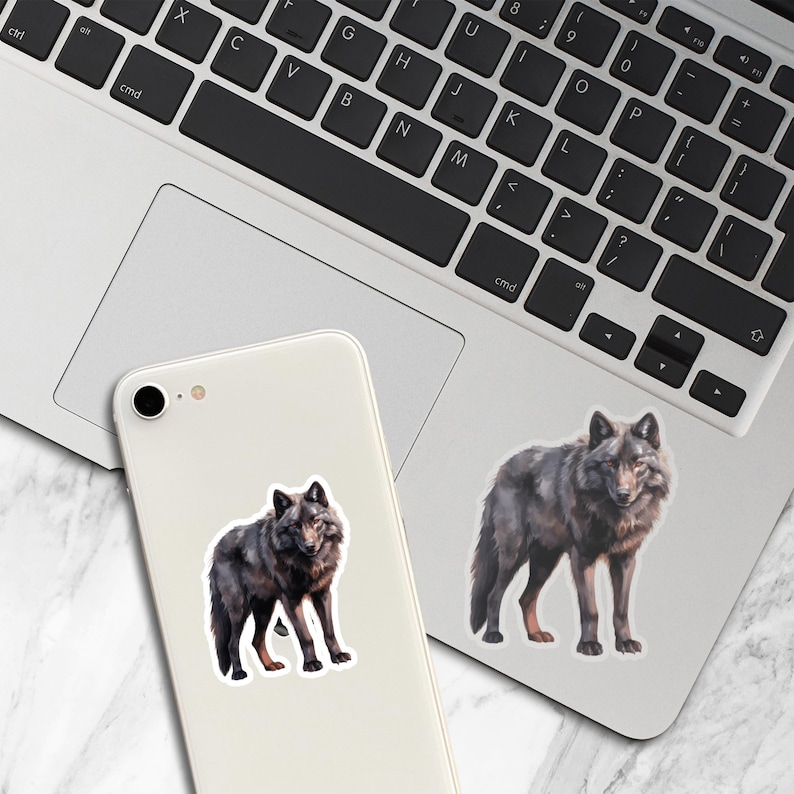 Wolf Sticker, Black Wolf Decal, Laptop Sticker, Journal Decoration ...