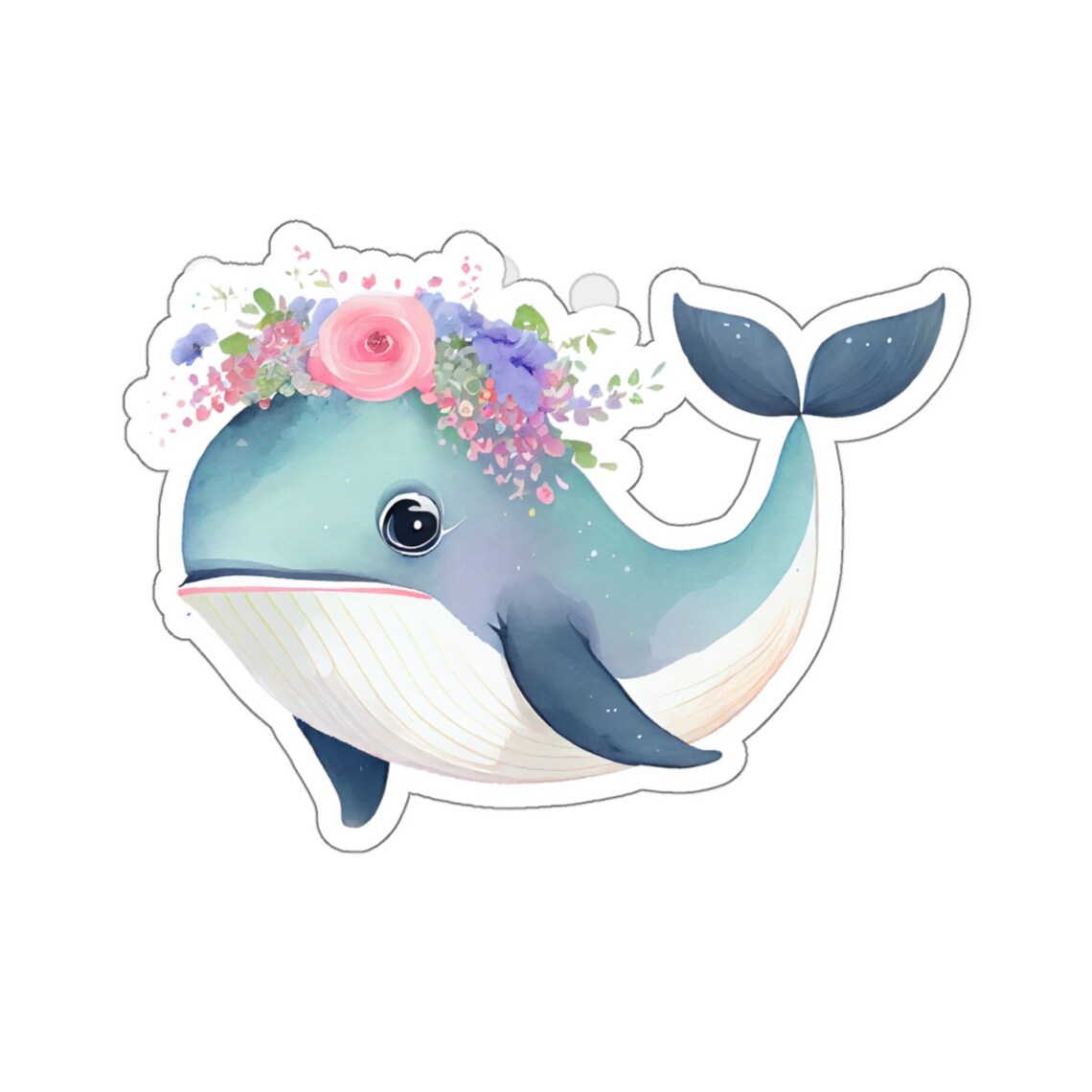 Kawaii Floral Whale Sticker Waterproof Vinyl Decal for Laptop Water ...