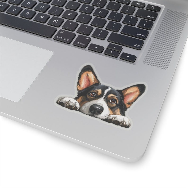 Tri Color Cardigan Corgi Sticker, Peeking Dog Waterproof Vinyl Sticker ...