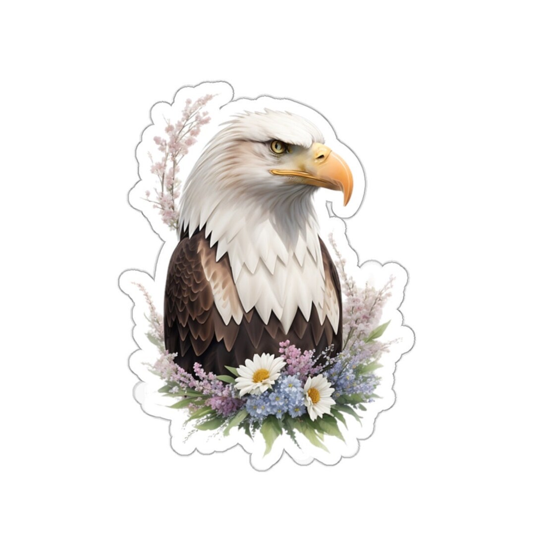 Majestic Bald Eagle Vinyl Sticker, Watercolor Animal Decal, Nature ...