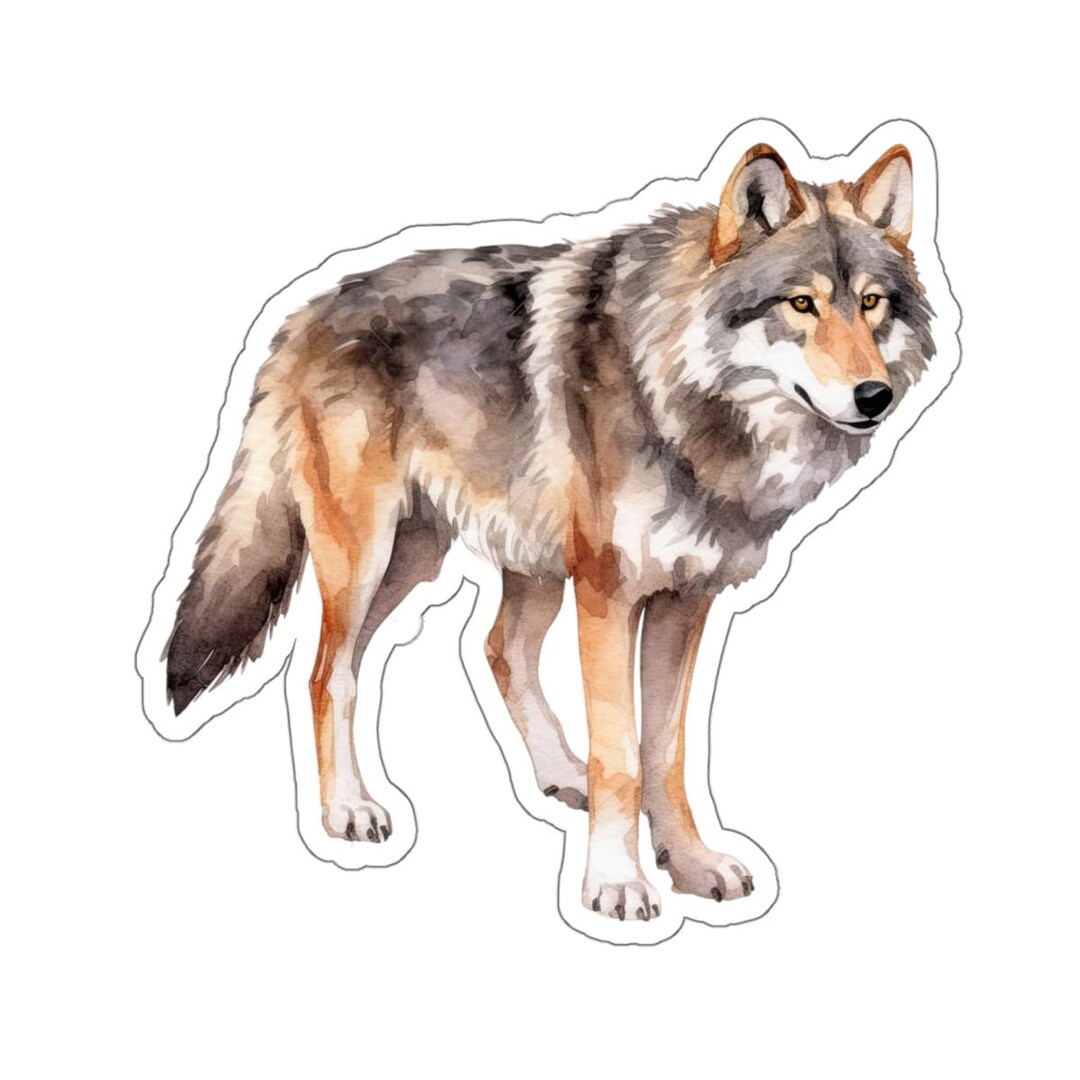 Wolf Vinyl Sticker, Watercolor Wolf Decal, Laptop and Water Bottle ...
