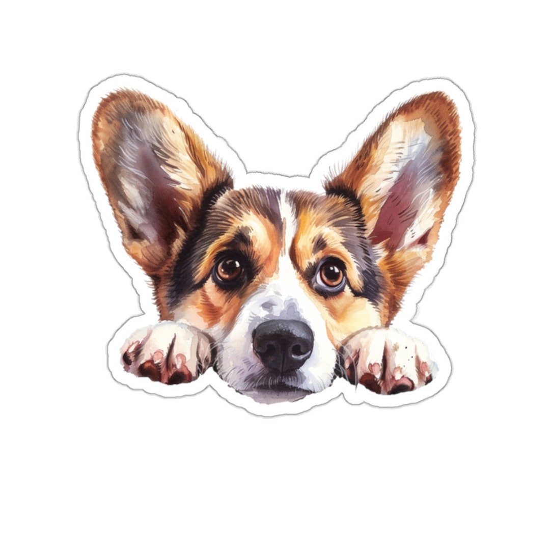 Cardigan Welsh Corgi Sticker, Peeking Dog Waterproof Vinyl Sticker for ...