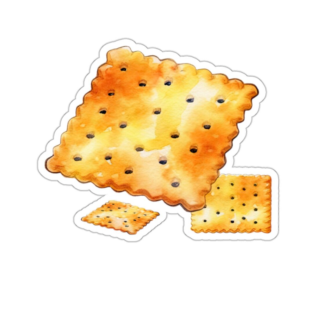 Realistic Cracker Vinyl Sticker - Watercolor Food Art Decal, Quirky ...