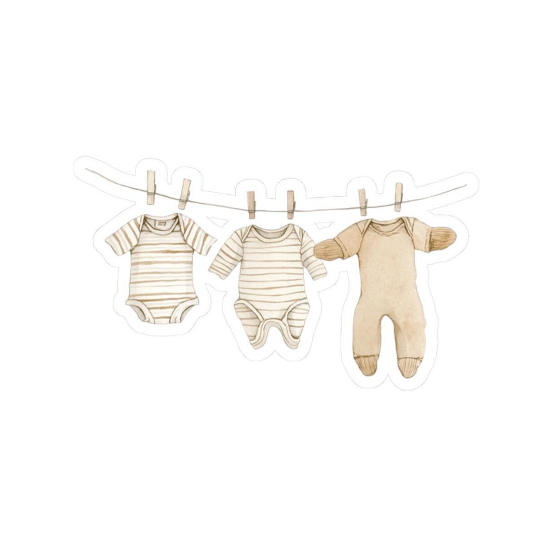Baby Clothesline Stickers, Watercolor Nursery Decor, New Baby Gift ...