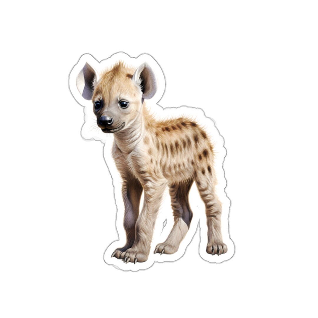 Cute Baby Hyena Sticker, Wildlife Animal Vinyl Decal, Exotic Baby ...