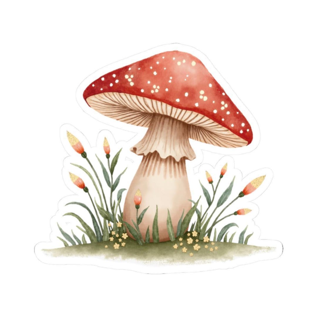 Red Mushroom Stickers, Watercolor Stickers, Cute Stickers, Gifts for ...