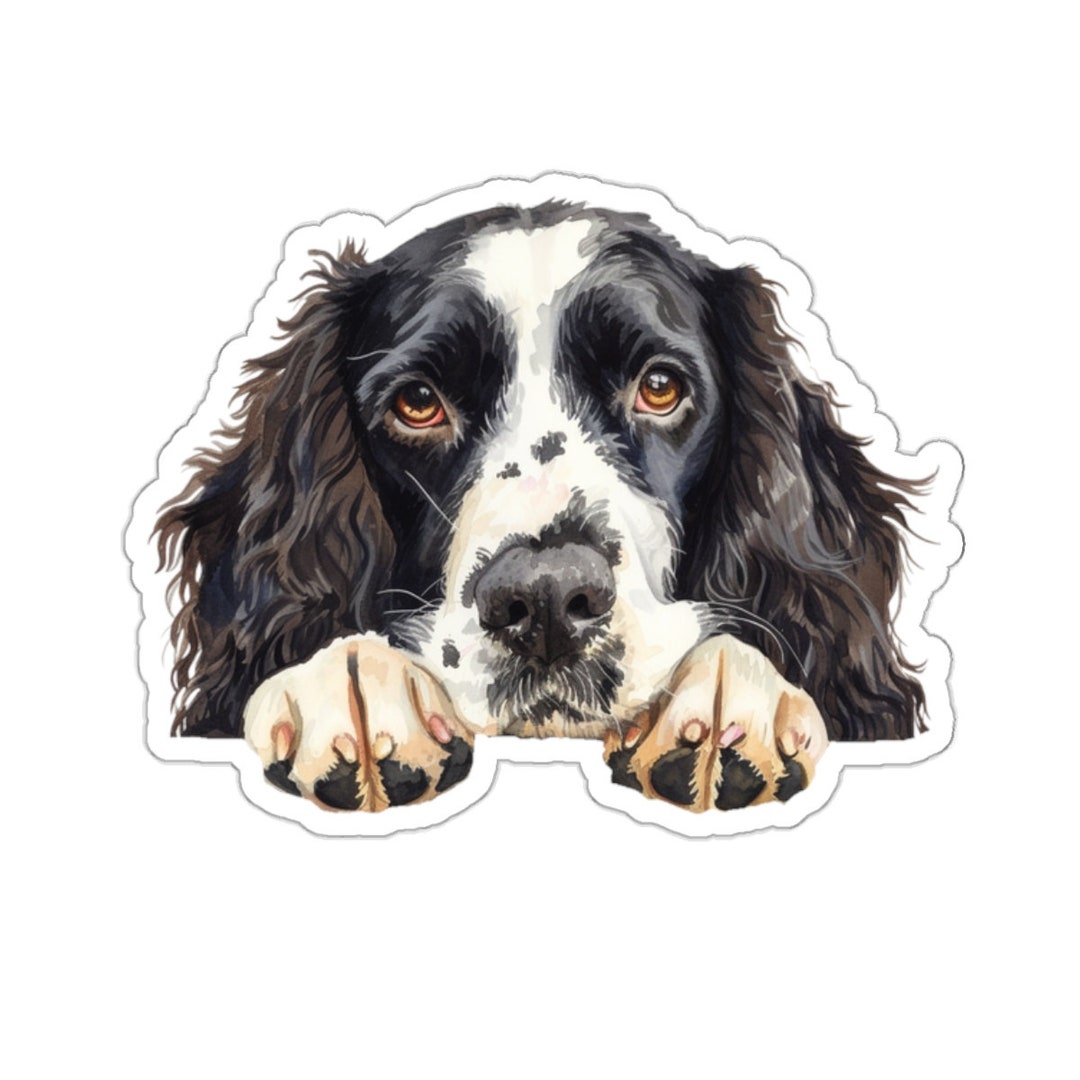 English Springer Spaniel Sticker, Peeking Dog Waterproof Vinyl Sticker ...