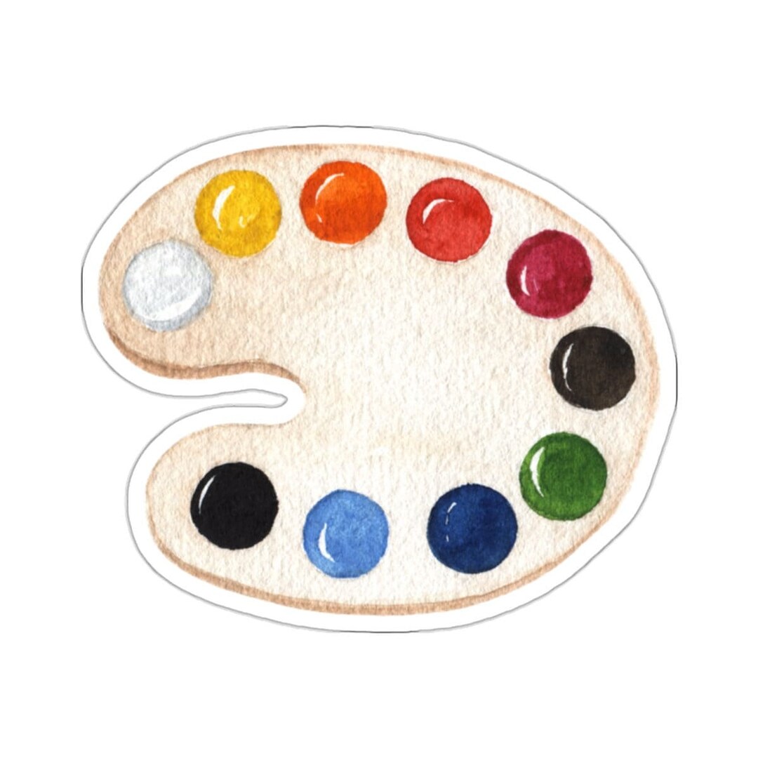 Colorful Watercolor Paint Palette Sticker, Artistic Palette Decal for ...