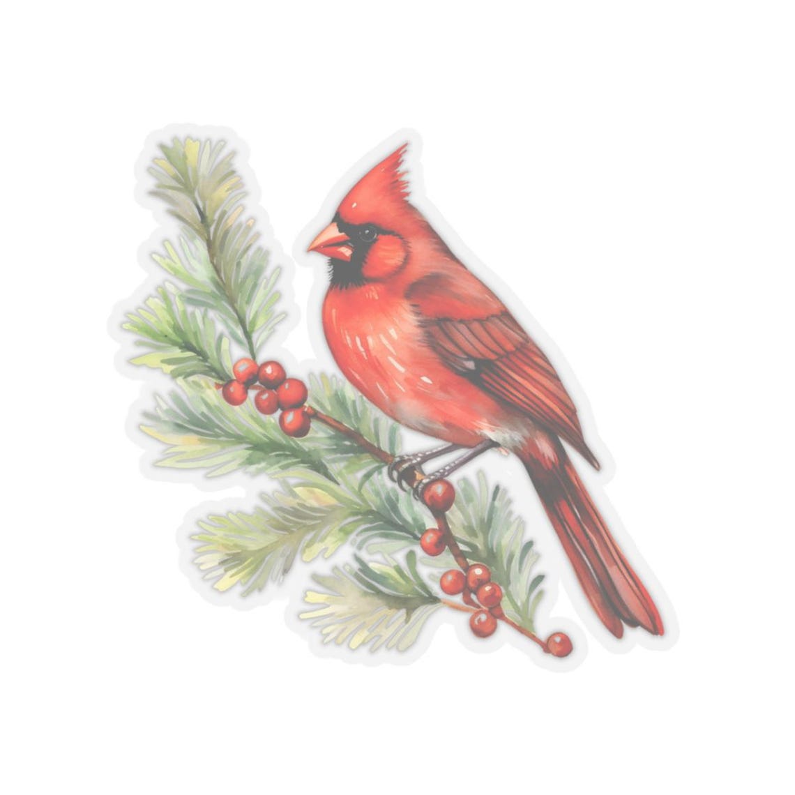 Christmas Cardinal Bird Vinyl Sticker, Red Bird Sticker, Cardinal ...