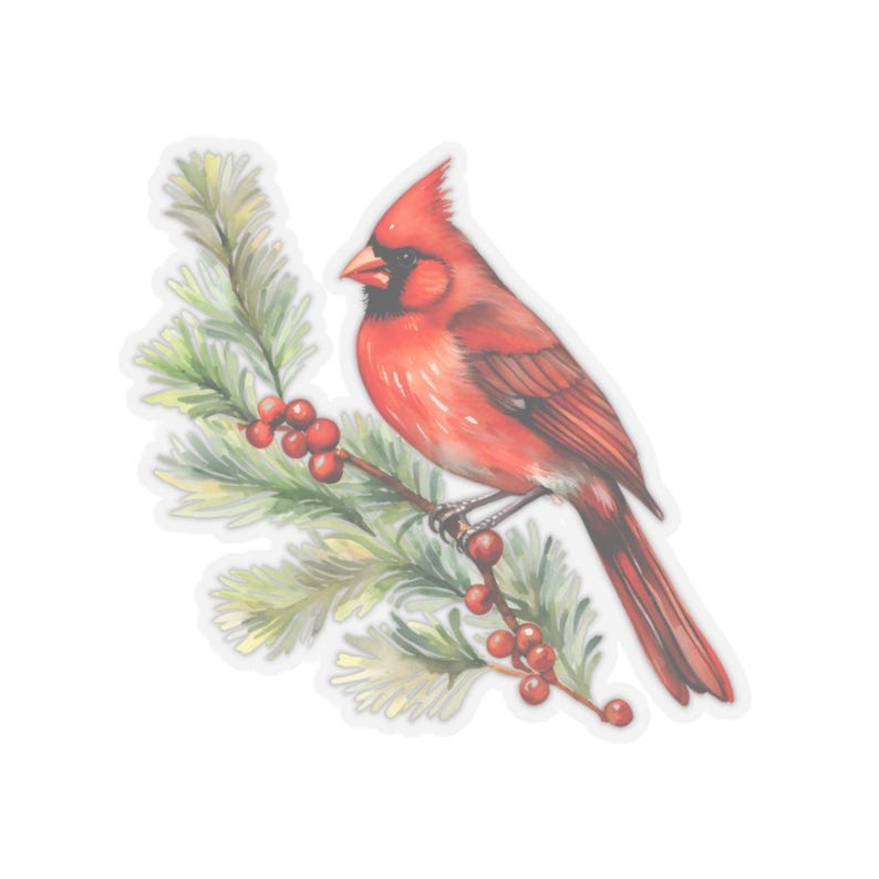 Christmas Cardinal Bird Vinyl Sticker, Red Bird Sticker, Cardinal ...