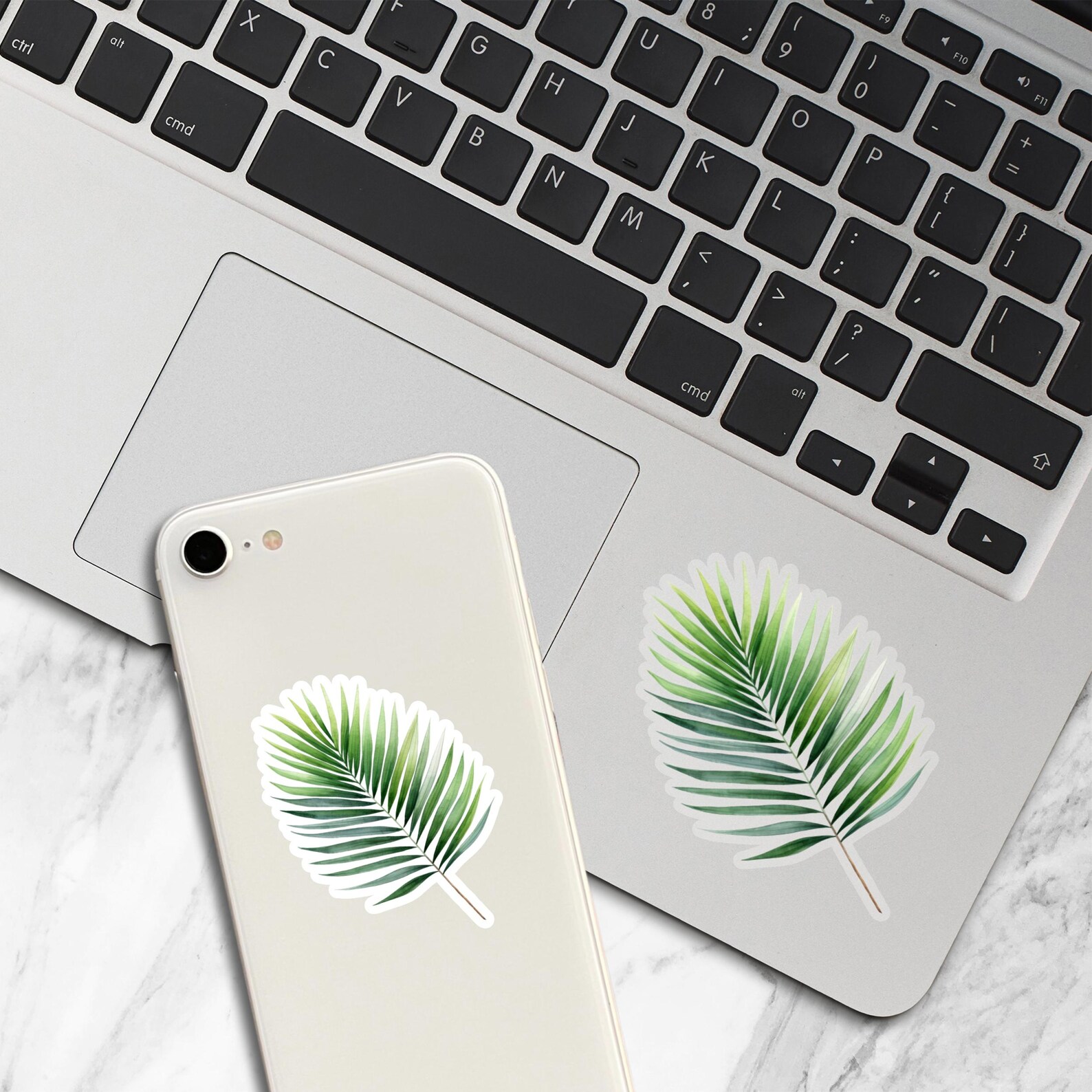 Tropical Palm Leaf Sticker, Green Nature Decal, Laptop Sticker, Water ...