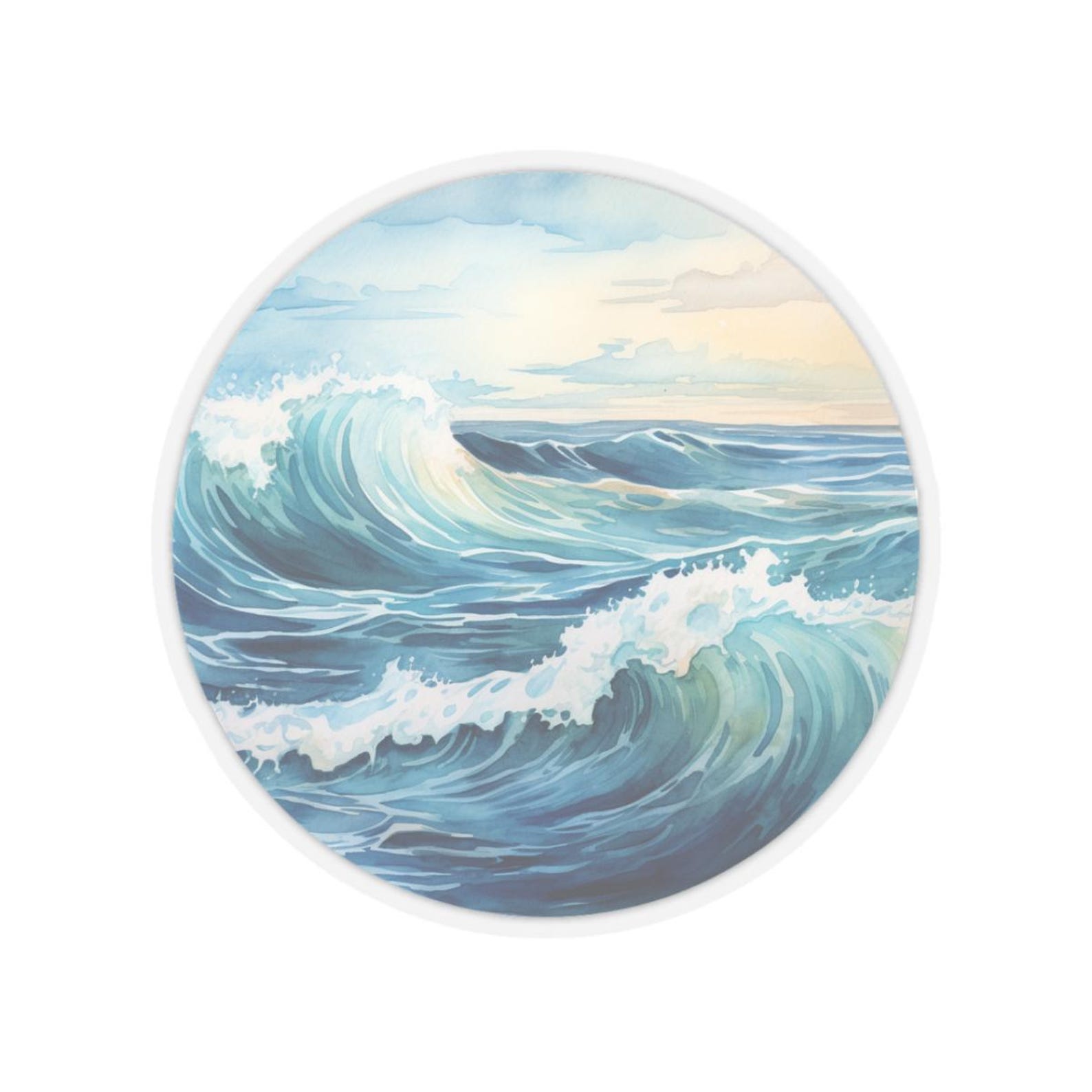 Watercolor Ocean Waves Sticker, Coastal Stickers, Beach Lover Gift ...