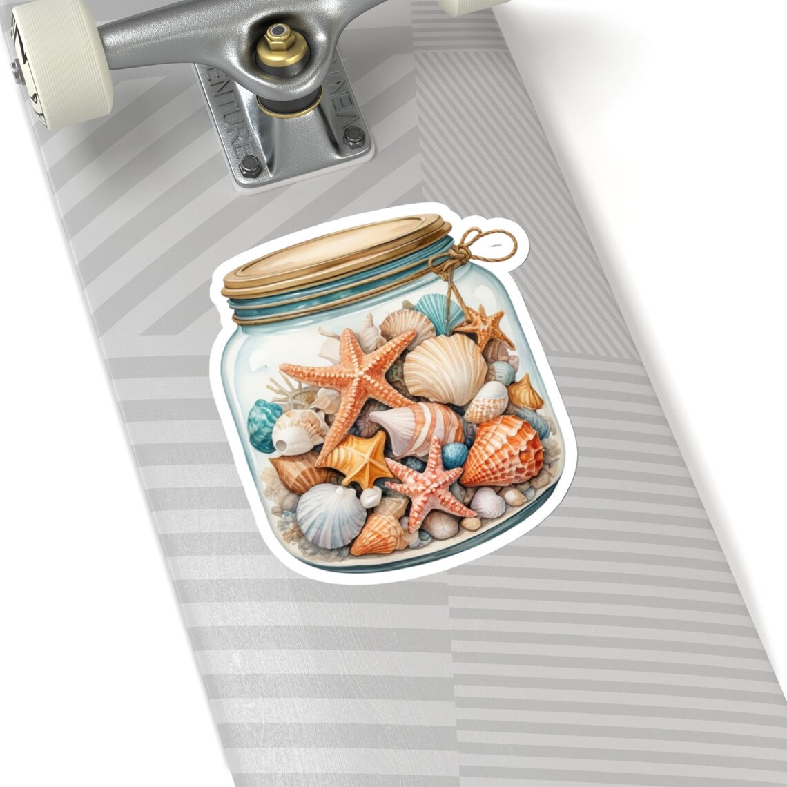 Seashell Jar Sticker, Beach Glass Bottle Waterproof Vinyl Sticker for ...
