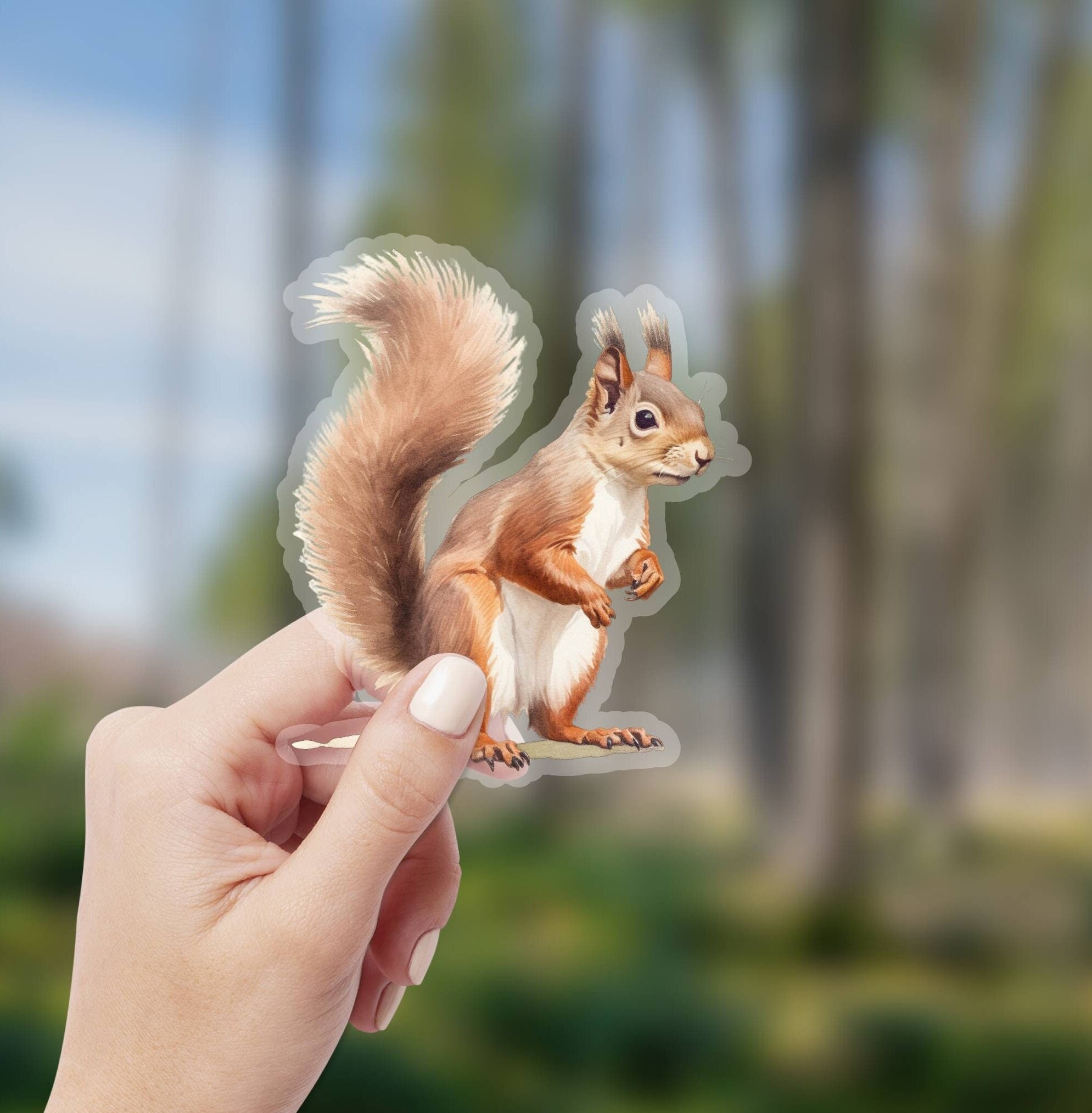 Realistic Squirrel Sticker, Woodland Animal Vinyl Decal, Watercolor ...