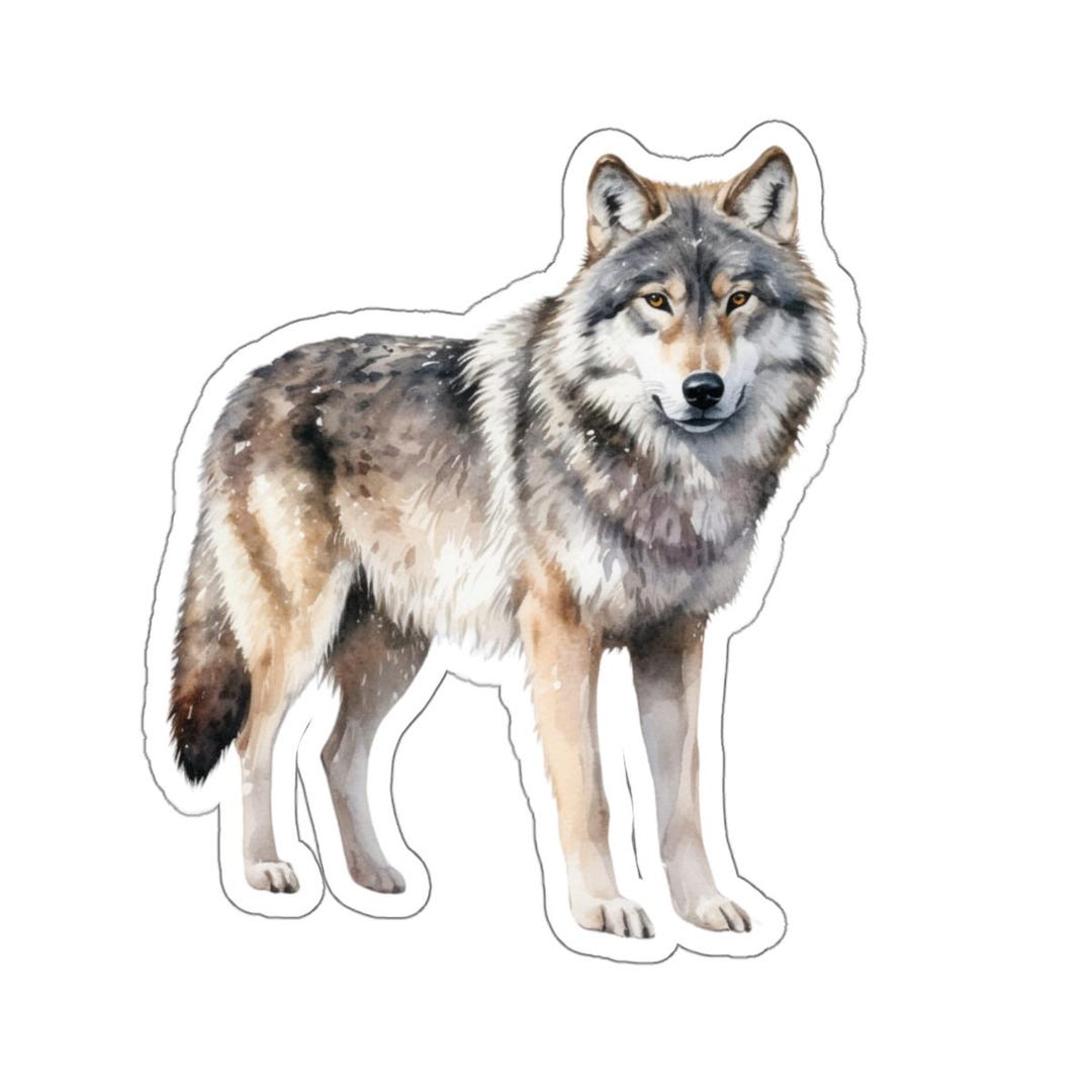 Realistic Wolf Vinyl Sticker, Glossy Waterproof Decal, Wildlife Animal ...