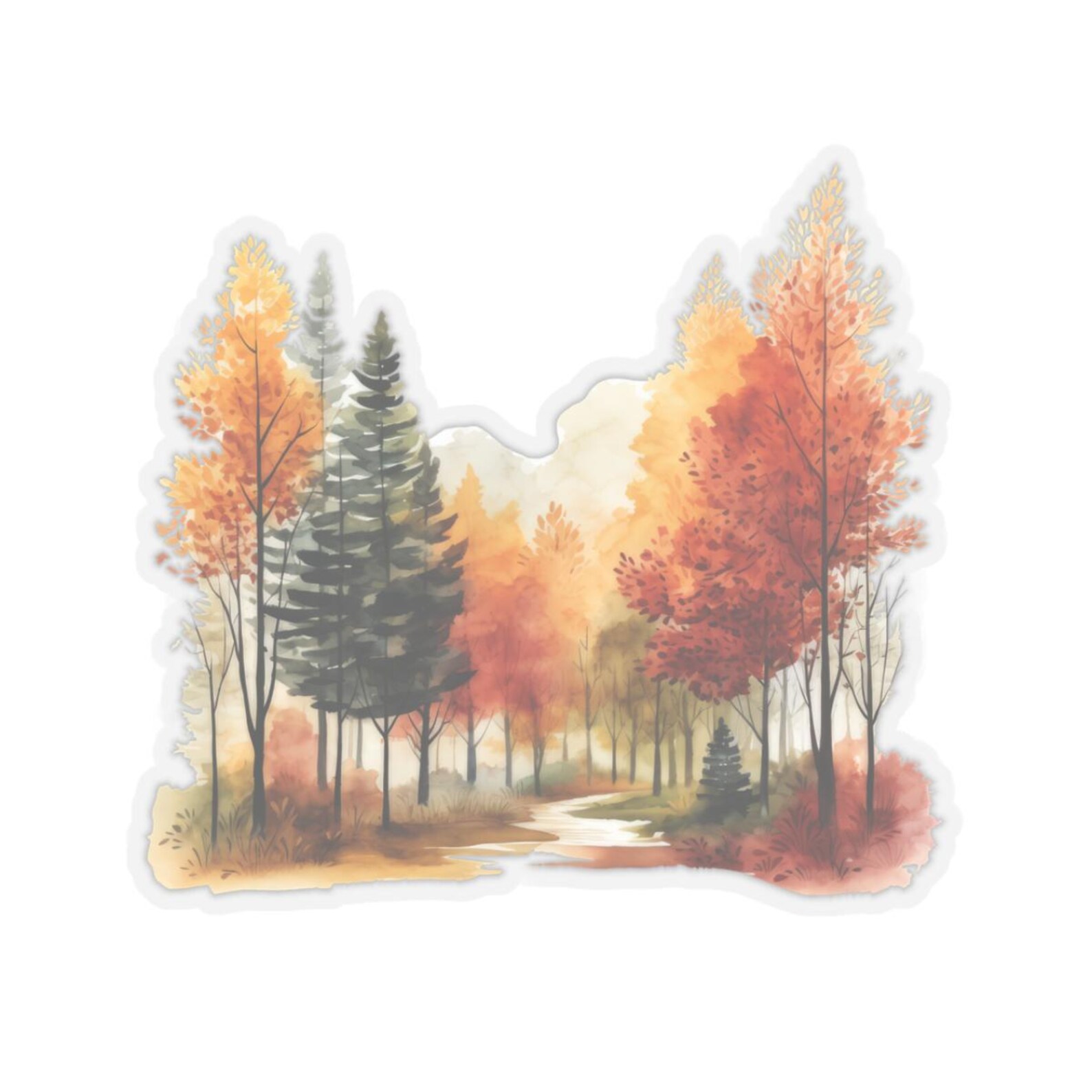 Autumn Forest Vinyl Sticker, Nature Watercolor Sticker, Laptop Water ...