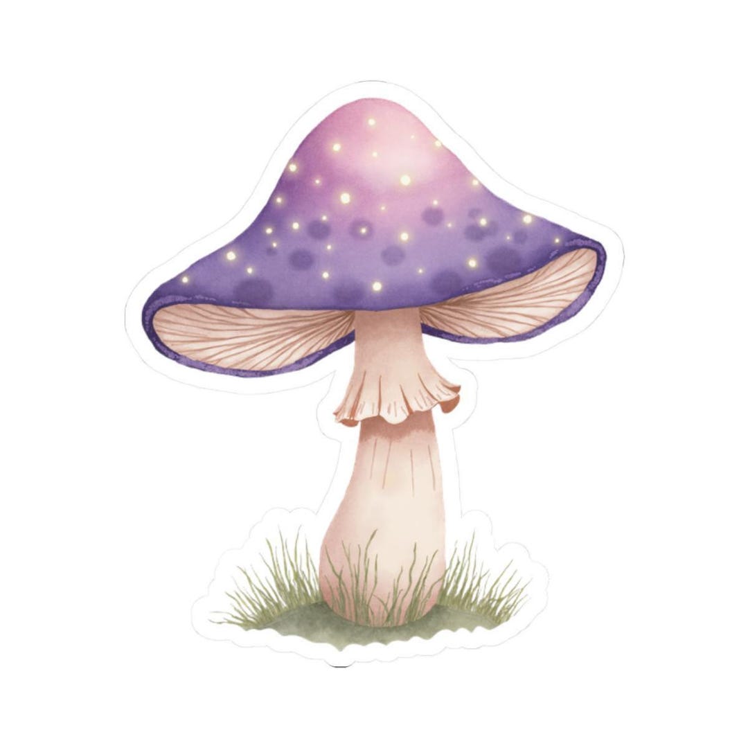 Purple Mushroom Sticker, Cute Fungi Decal, Witchcore Aesthetic, Gift ...