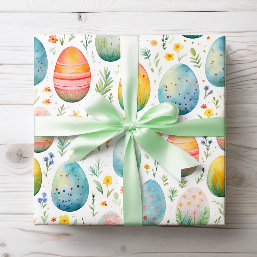Easter Egg Wrapping Paper, Watercolor Easter Gift Wrap, Spring Gift Wrap, Pastel Wrapping Paper ...