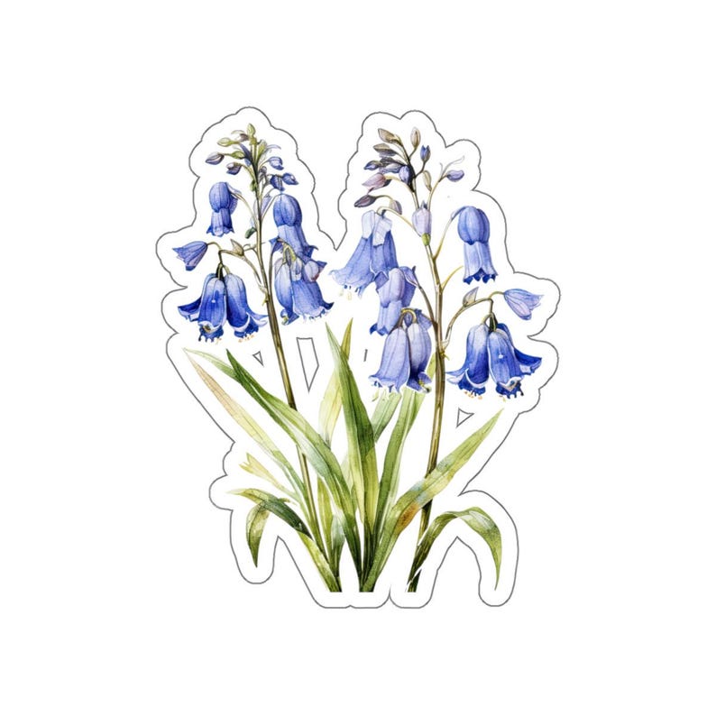 Bluebell Flower Sticker, Watercolor Floral Decal, Waterproof Vinyl ...