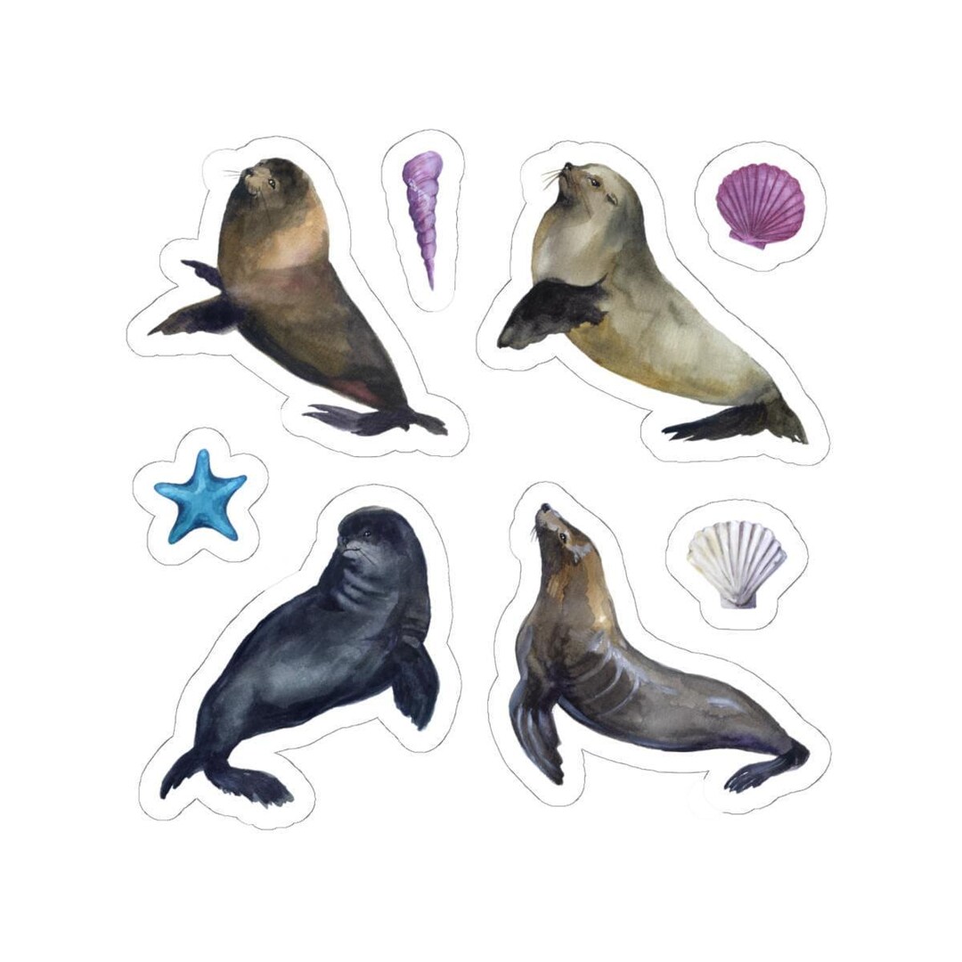 Sea Lion Stickers Sheet, Ocean Animal Stickers Pack, Cute Seal Stickers ...