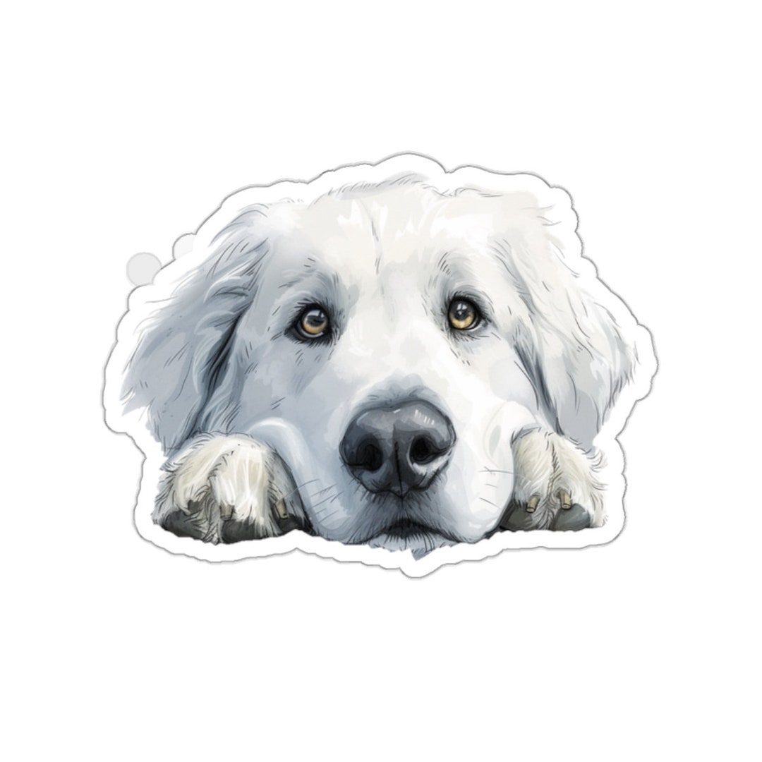 Great Pyrenees Sticker, Peeking Dog Waterproof Vinyl Sticker for Laptop ...