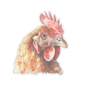 Watercolor Chicken Head Sticker, Waterproof Vinyl Decal - Etsy