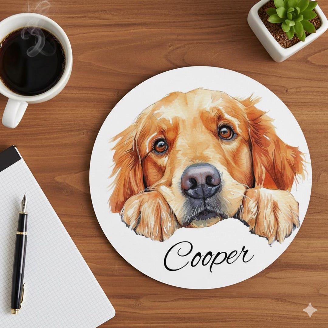 Personalized Golden Retriever Mouse Pad, Custom Name Dog Lover Gift ...