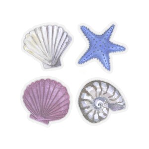 Seashell Stickers Sheet, Ocean Stickers, Beachwatercolor Stickers, Sea ...