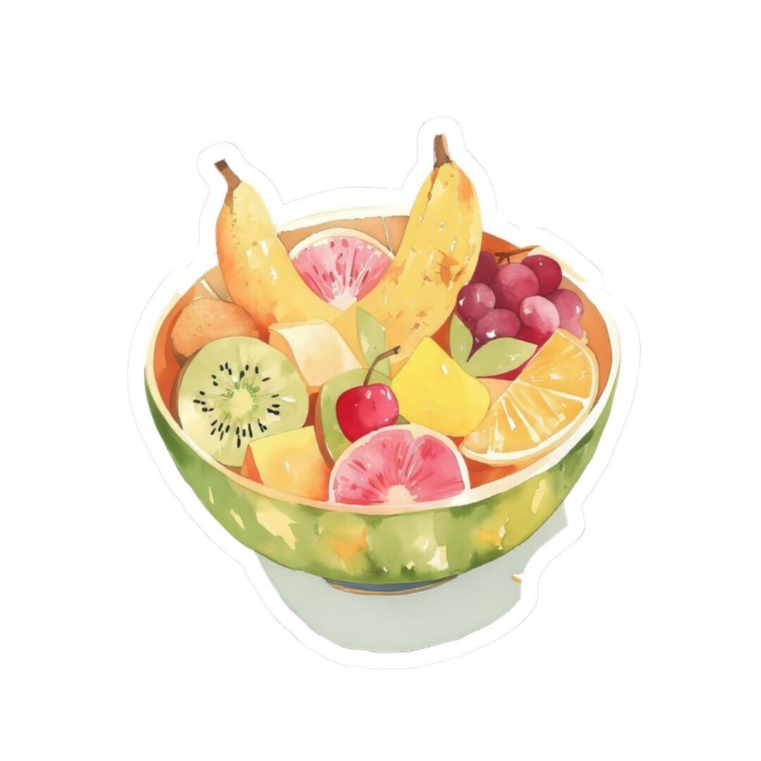 Fruit Bowl Sticker, Watercolor Art Stickers, Laptop Decal, Cute ...