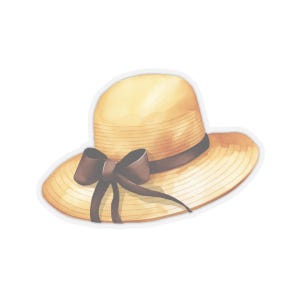 Cute Summer Straw Hat Sticker, Watercolor Sun Hat Decal, Glossy Vinyl ...