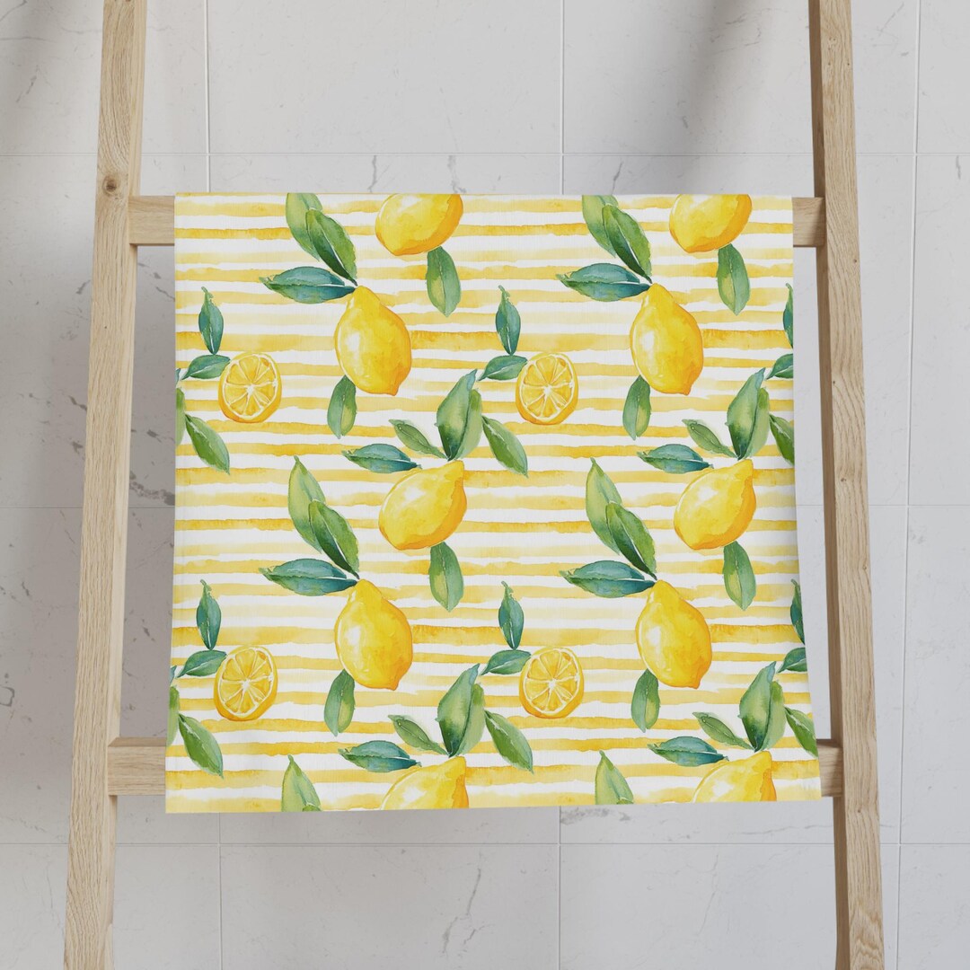 Lemon Hand Towel, Citrus Decor, Watercolor Kitchen Towel, Summer ...