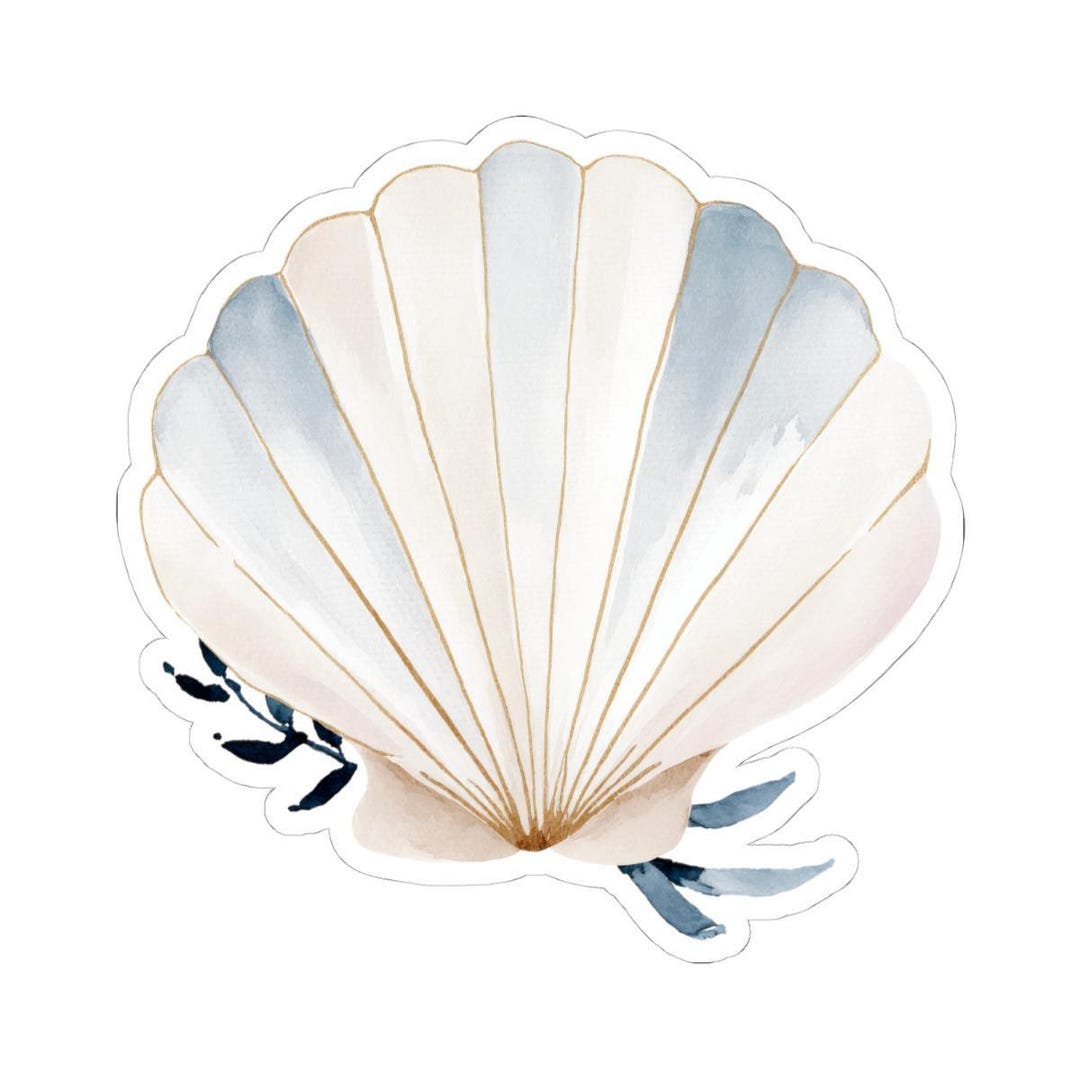 Seashell Sticker, Watercolor Seashell, Beach Decor, Coastal Sticker ...