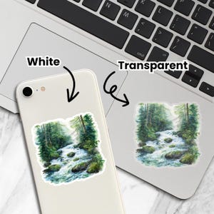 Forest Waterfall Vinyl Sticker, Nature Scenery Decal, Outdoorsy Laptop ...