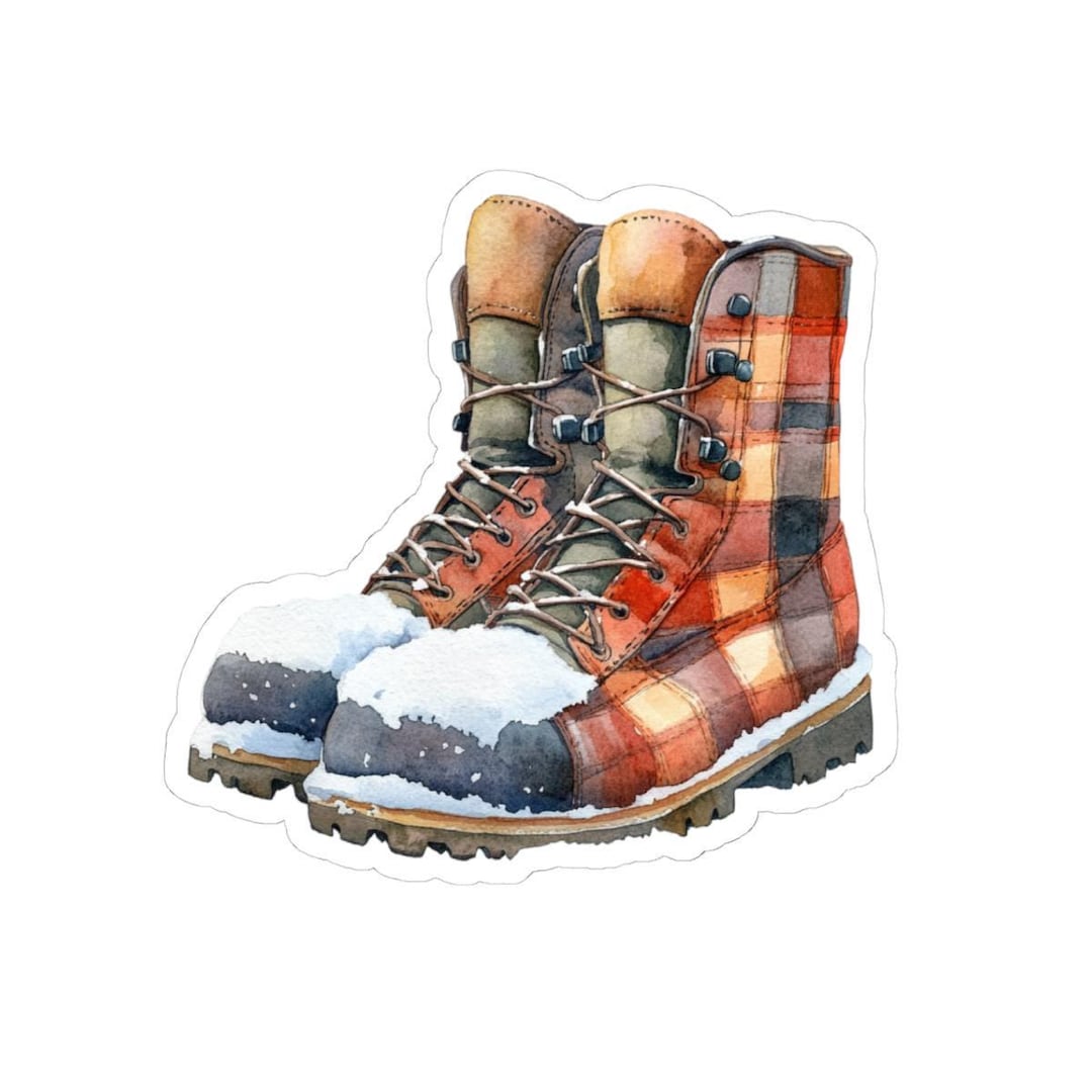 Winter Boots Sticker, Watercolor Art Sticker, Snowy Boots Decal, Gift ...