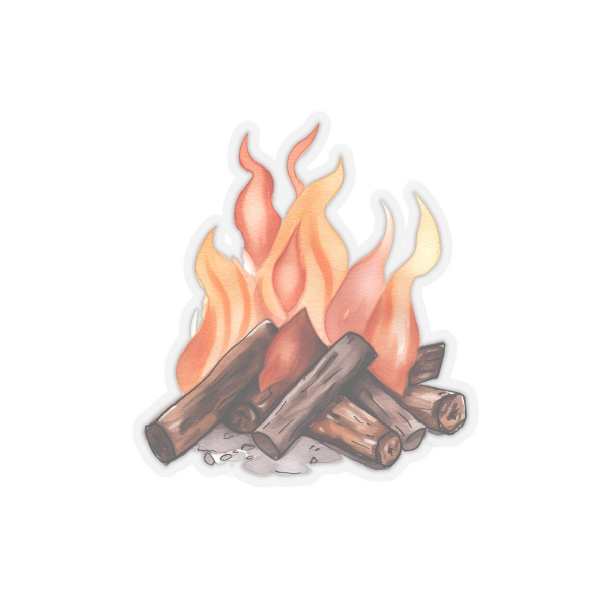 Campfire Vinyl Sticker, Cute Cozy Fire Decal, Firepit Laptop Sticker ...
