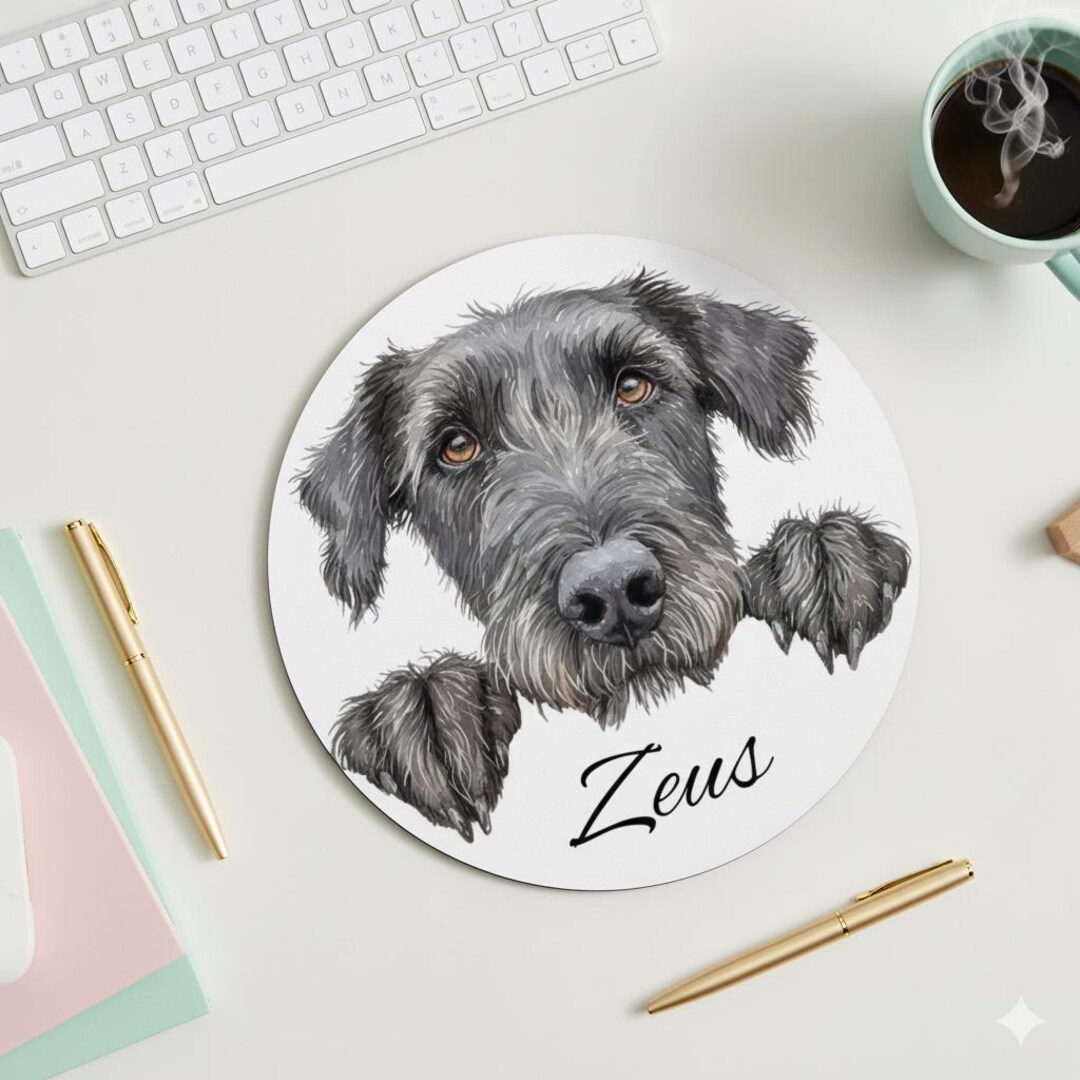 Custom Irish Wolfhound Mouse Pad, Personalized Pet Name Mousepad ...