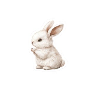 Cute Bunny Stickers, White Rabbit Decals, Kawaii Easter Sticker, Animal ...
