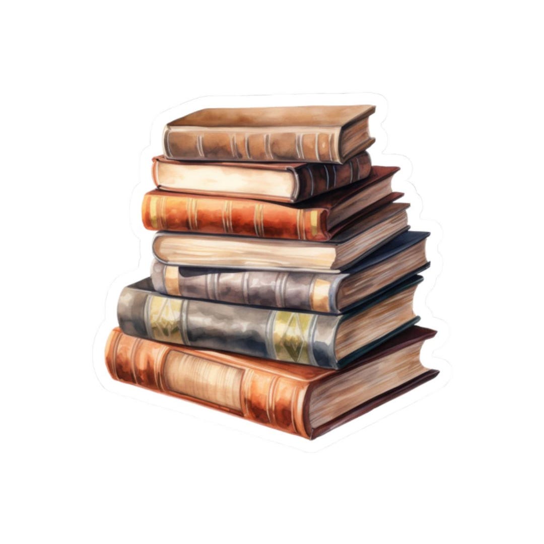 Stack of Vintage Books Vinyl Sticker, Retro Book Lover Sticker, Antique ...
