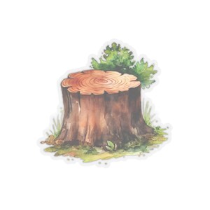 Tree Stump Watercolor Sticker, Nature Inspired Sticker, Cute Tree Stump ...