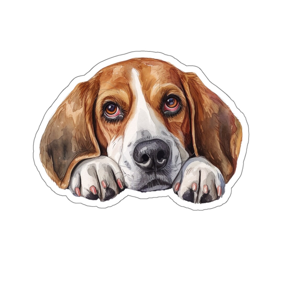 Beagle Sticker, Peeking Dog Waterproof Vinyl Sticker for Laptop Water ...