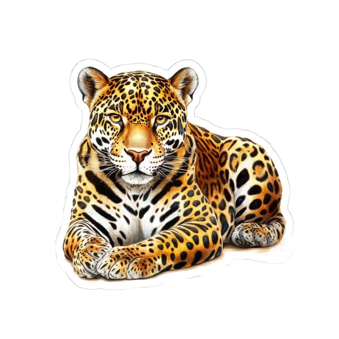 Jaguar Sticker, Wildlife Decal, Big Cat Art, Animal Lover Gift, Laptop ...