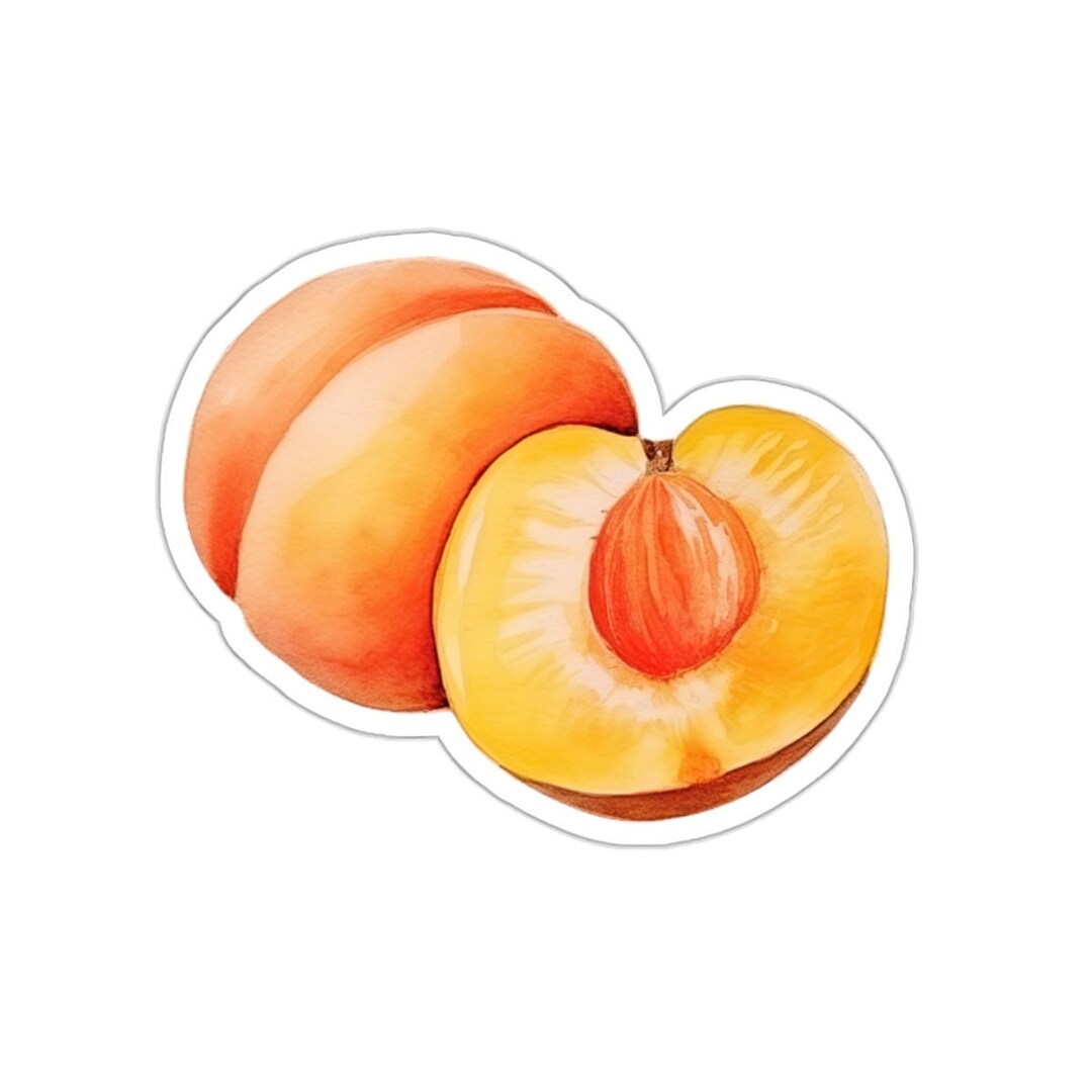 Juicy Peach Sticker, Watercolor Fruit Art, Peach Vinyl Decal, Summer ...