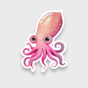 Cute Octopus Vinyl Sticker for Laptop Water Bottle Phone - Kawaii Squid ...